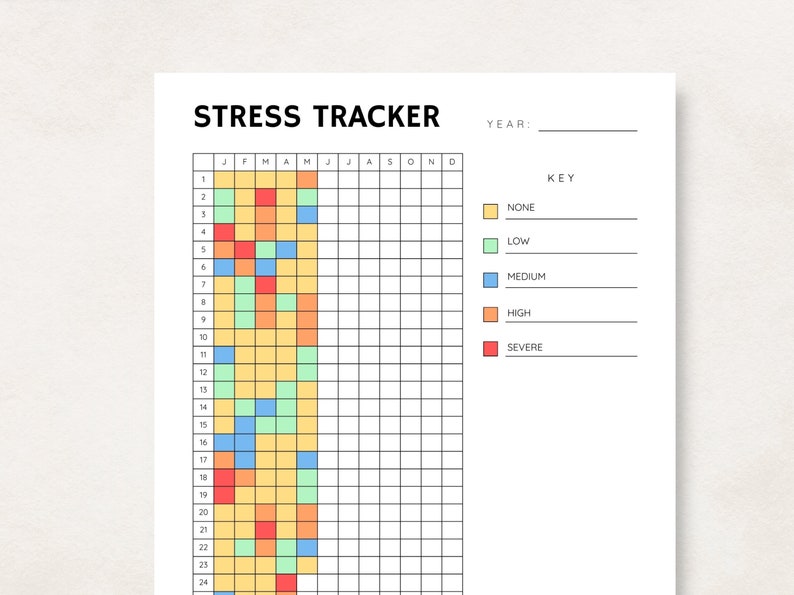 Stress Tracker Printable, Anxiety Tracker, Anxiety Journal, Mental ...
