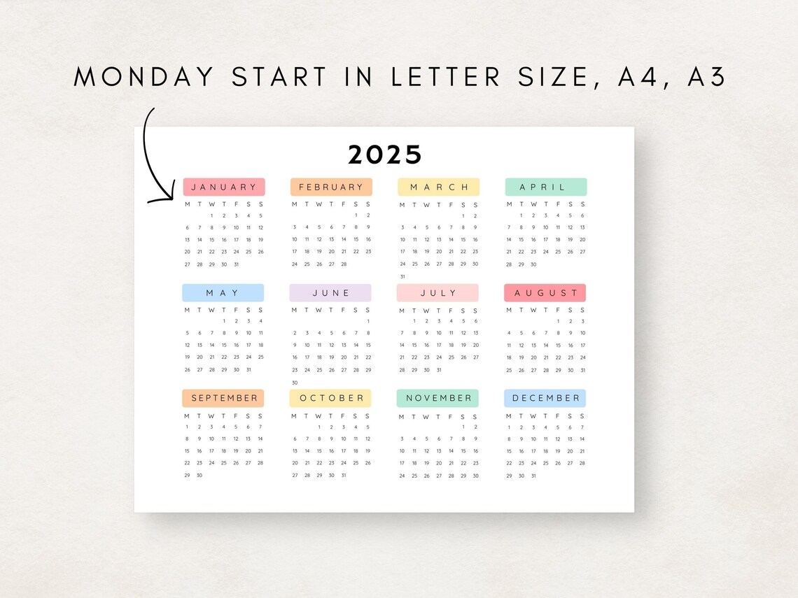 2024-2025 Yearly Calendar Printable, 2024-2025 Calendar, 2024-2025 ...