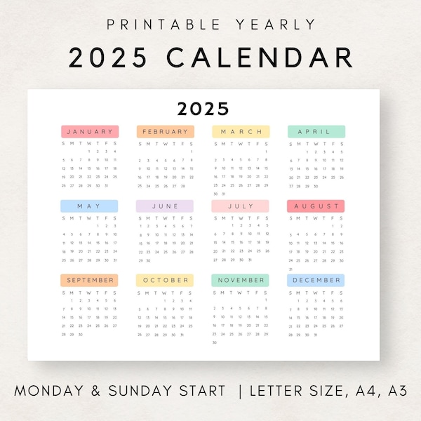 Printable Calendar - Etsy