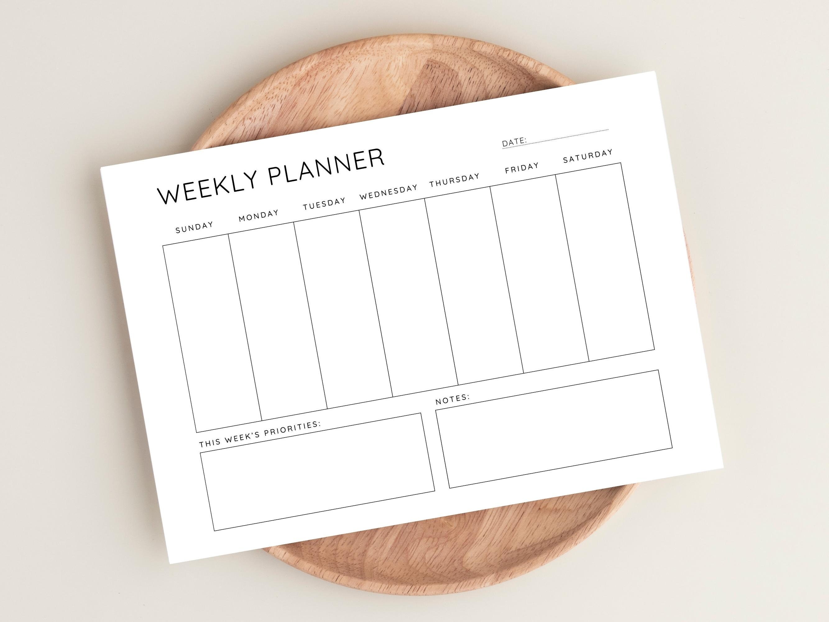 Weekly Planner Printable, Weekly Schedule, Week at a Glance, Weekly ...