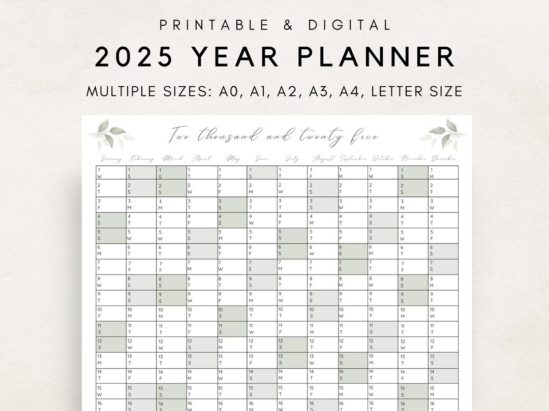 2025 Yearly Planner Printable, Yearly Planning Calendar, Calendar ...