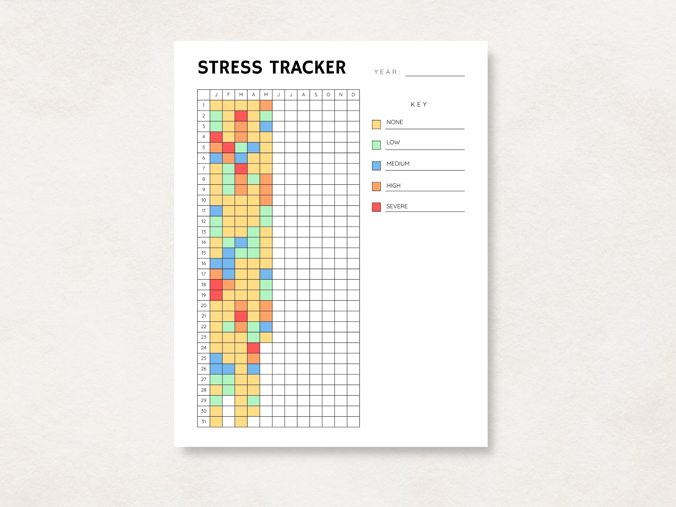 Stress Tracker Printable, Anxiety Tracker, Anxiety Journal, Mental ...