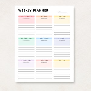 Weekly Planner Printable, Weekly Schedule, Priority Planner, Weekly ...