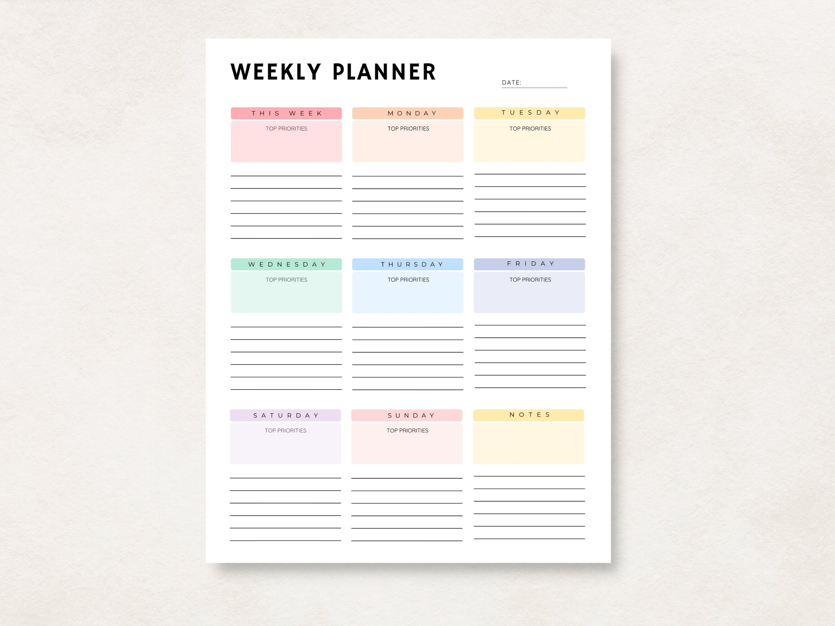 Weekly Planner Printable, Weekly Schedule, Priority Planner, Weekly ...