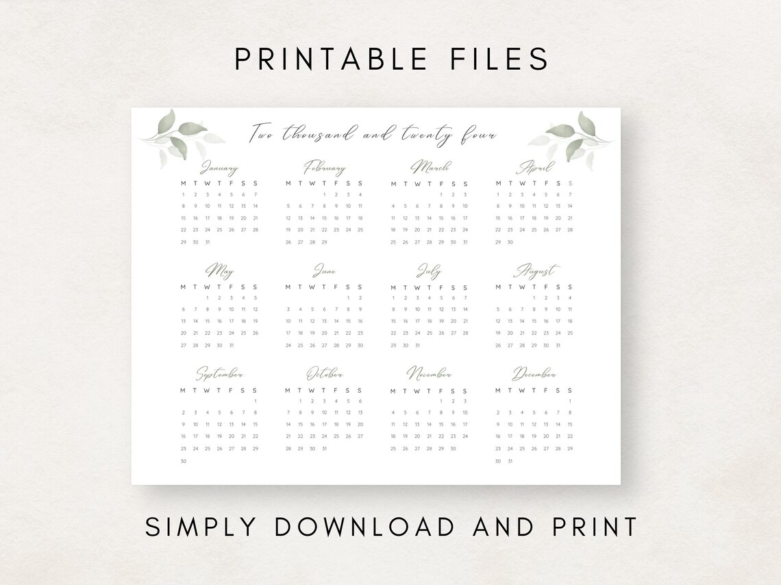 2024-2025 Yearly Calendar, Printable Calendar, Wall Calendar, 2024-2025 ...