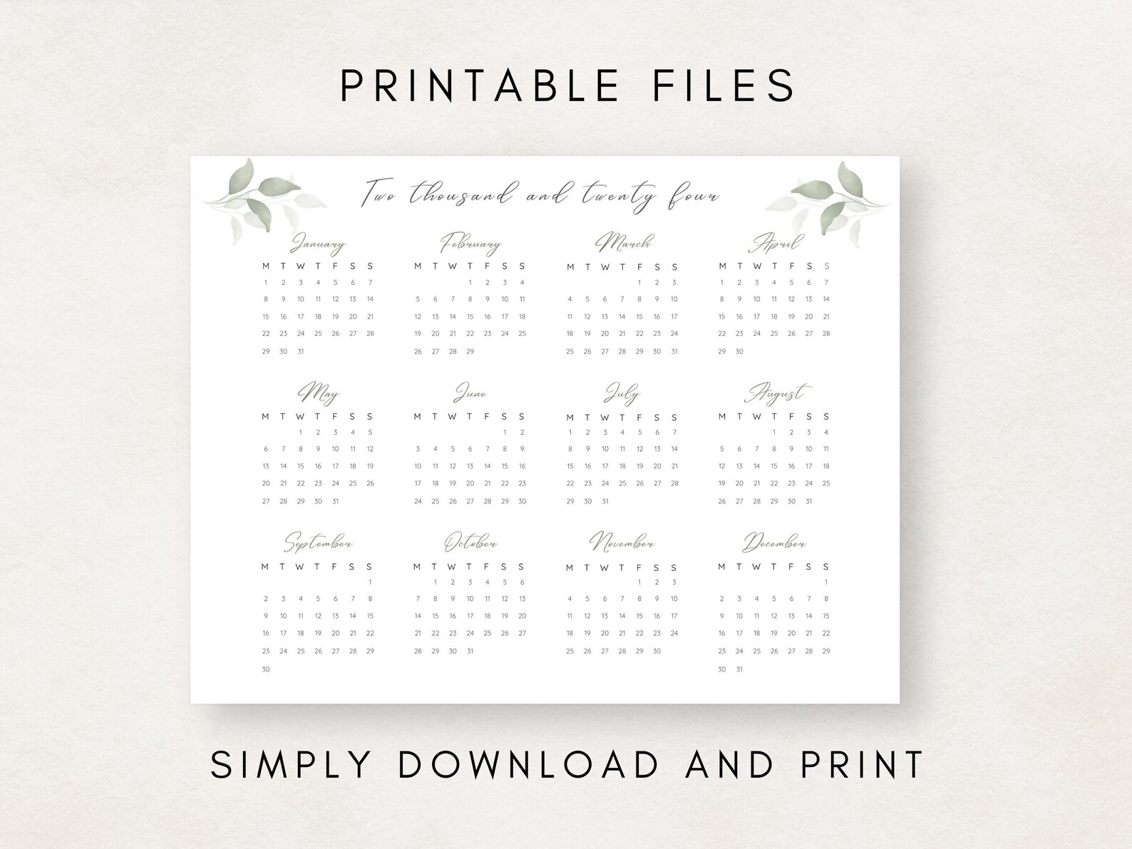 2024-2025 Yearly Calendar, Printable Calendar, Wall Calendar, 2024-2025 ...