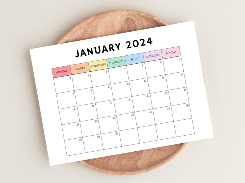 Monthly Calendar 2024, 2024 Calendar Printable, Blank Calendar 2024 ...