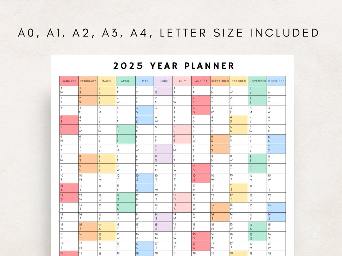 2024-2025 Yearly Planner Printable, Year Planning Calendar, Calendar ...