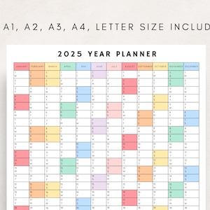 2024-2025 Yearly Planner Printable, Year Planning Calendar, Calendar ...