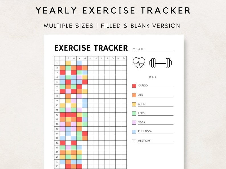 Exercise Tracker Printable, Fitness Tracker, Workout Tracker, Exercise ...