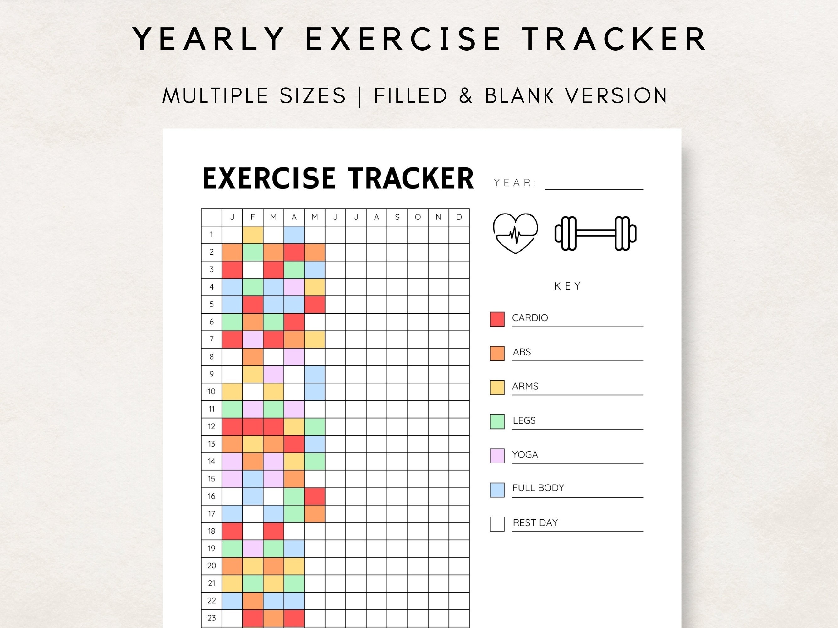 Exercise Tracker Printable, Fitness Tracker, Workout Tracker, Exercise ...