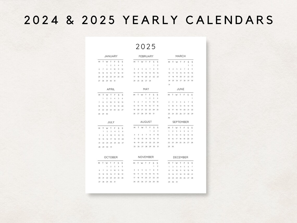 2024-2025 Yearly Calendar, Printable Calendar, 2024-2025 Calendar ...