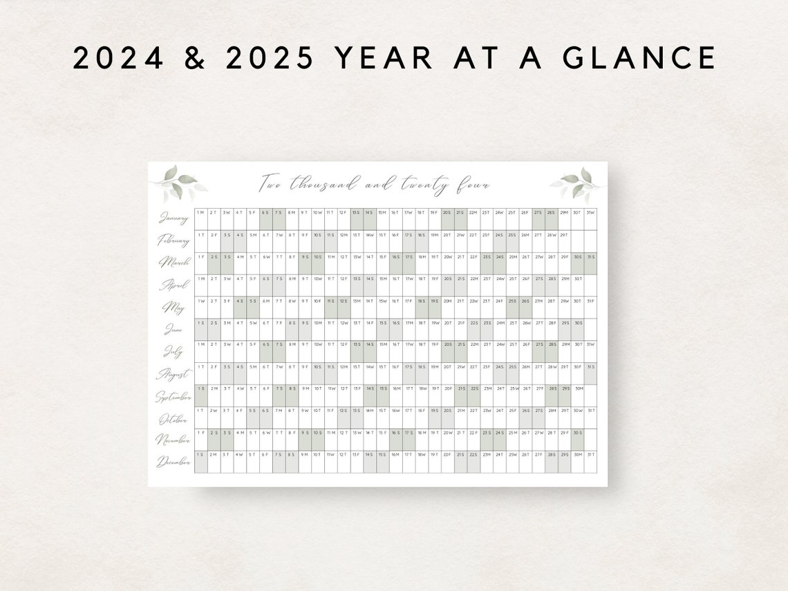 2024-2025 Yearly Planner, Year Planning Calendar, Calendar Poster, 2024 ...