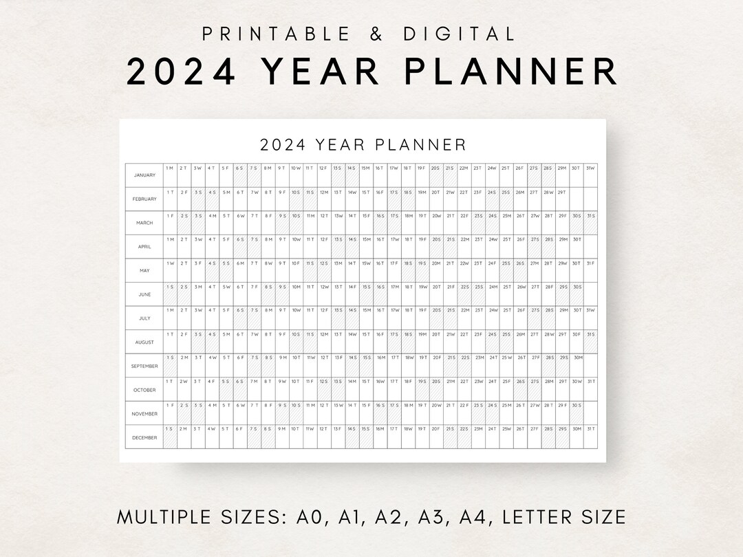 2024 Year Planner Printable Yearly Planning Calendar Calendar Poster 2024 Year Planner Printable Yearly Planning Calendar Calendar Poster