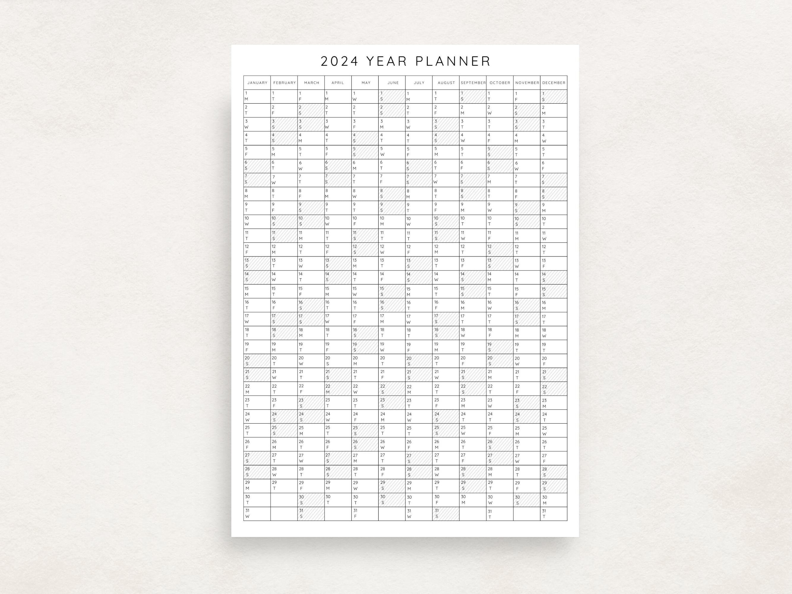 2024 Yearly Planner Printable, Yearly Planning Calendar, Calendar ...