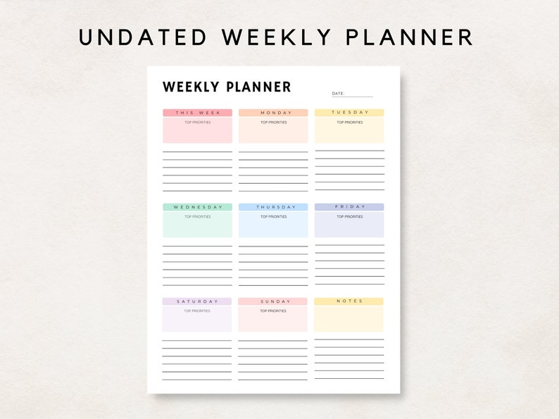 Weekly Planner Printable, Weekly Schedule, Priority Planner, Weekly ...