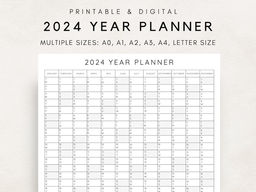 2024 Yearly Planner Printable, Yearly Planning Calendar, Calendar ...