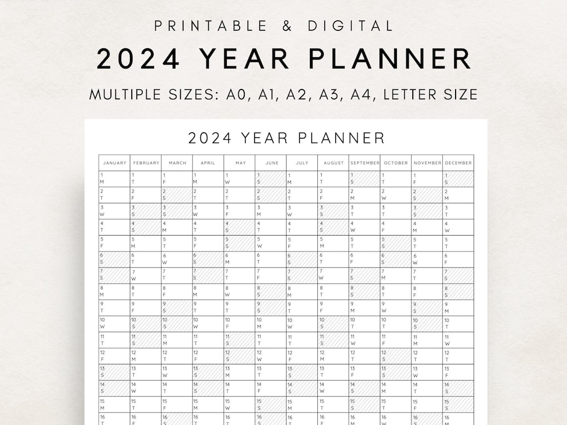 2024 Yearly Planner Printable, Yearly Planning Calendar, Calendar ...