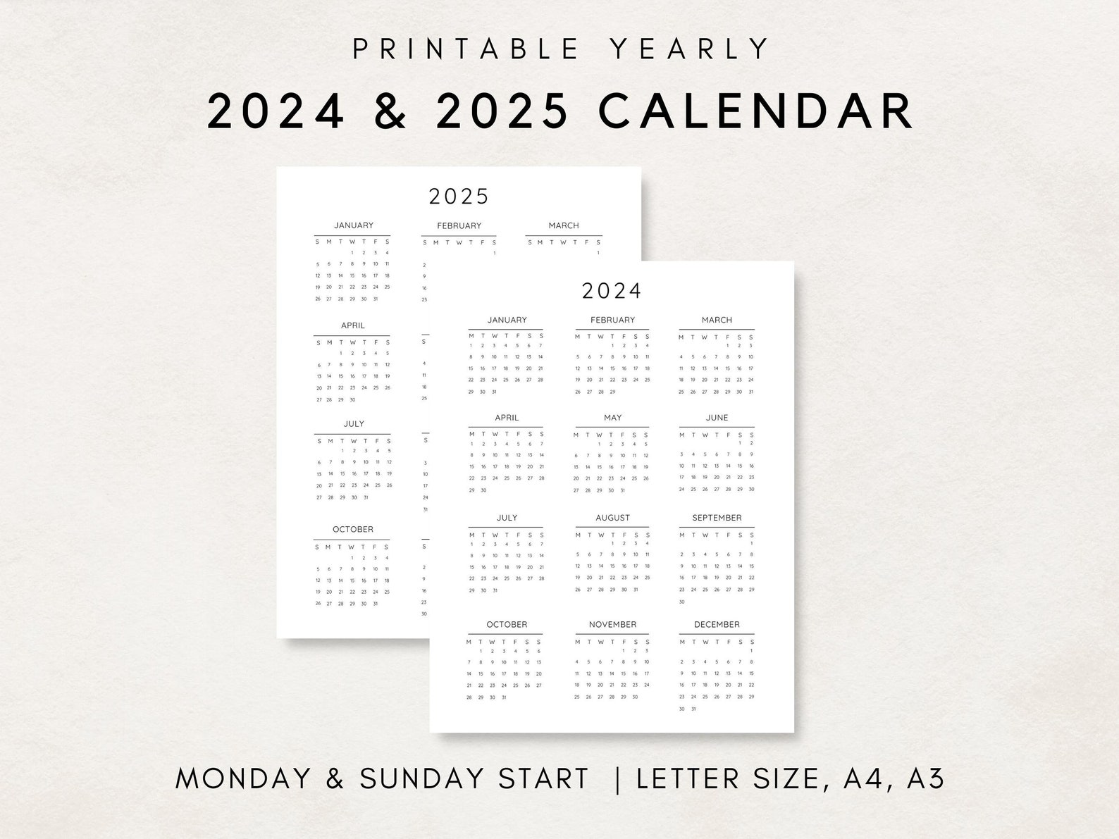 2024-2025 Yearly Calendar, Printable Calendar, 2024-2025 Calendar ...