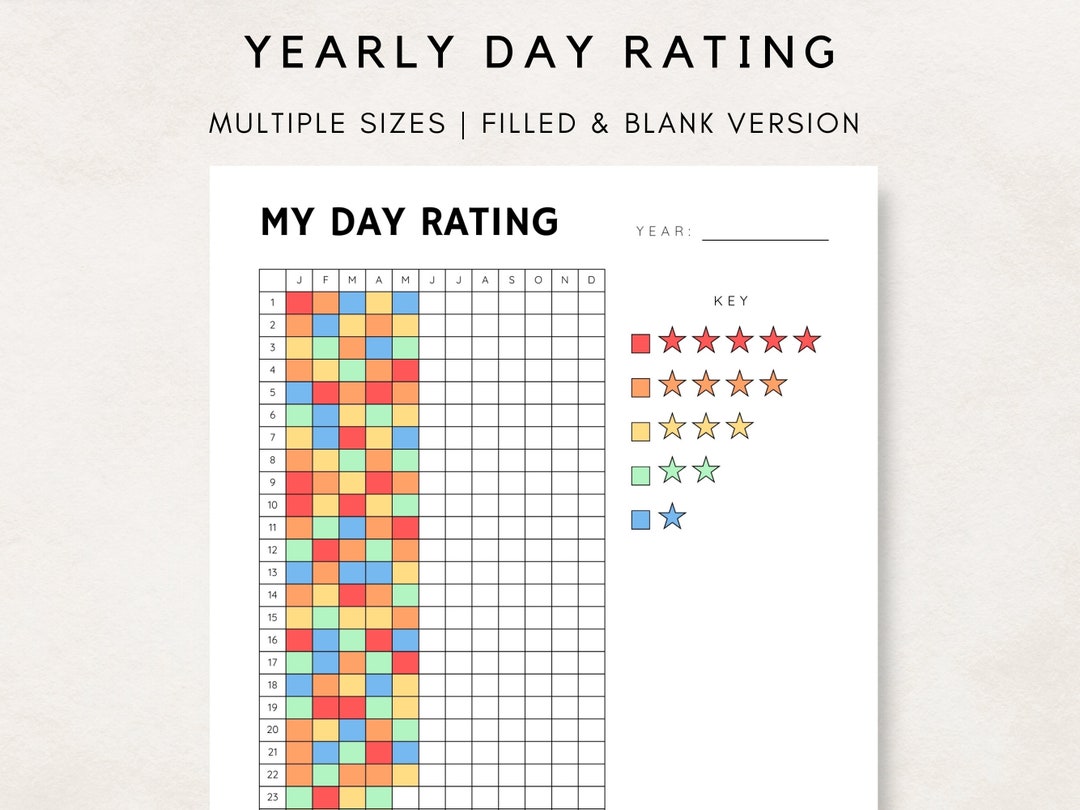 Daily Rating, Rate My Day, Daily Tracker, Daily Mood Tracker, Yearly ... Daily Rating, Rate My Day, Daily Tracker, Daily Mood Tracker, Yearly ...