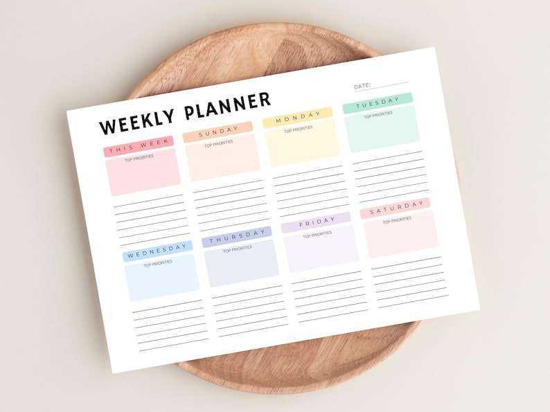 Weekly Planner Printable, Weekly Schedule, Weekly Agenda, Week at a ...