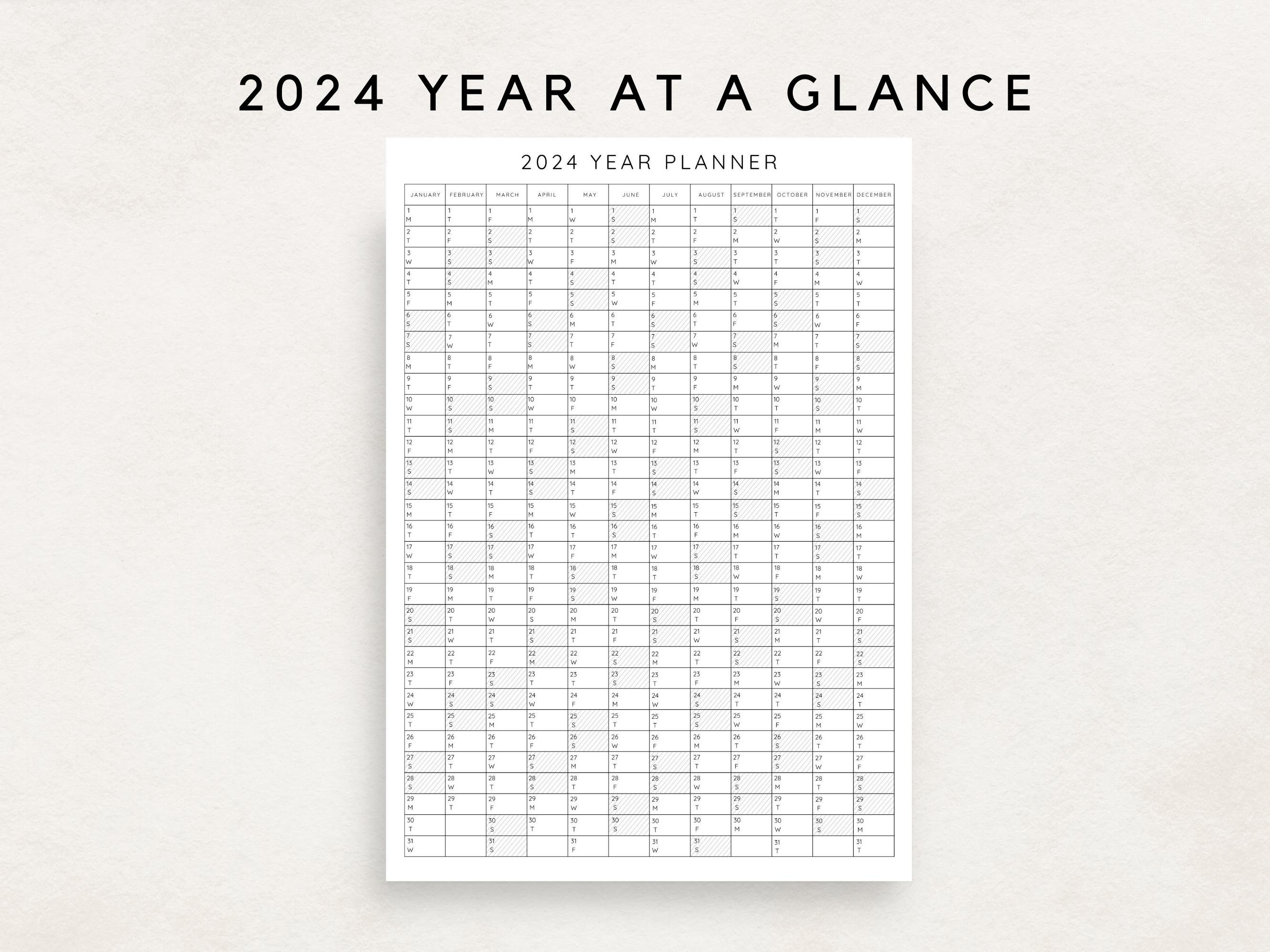 2024 Yearly Planner Printable, Yearly Planning Calendar, Calendar ...