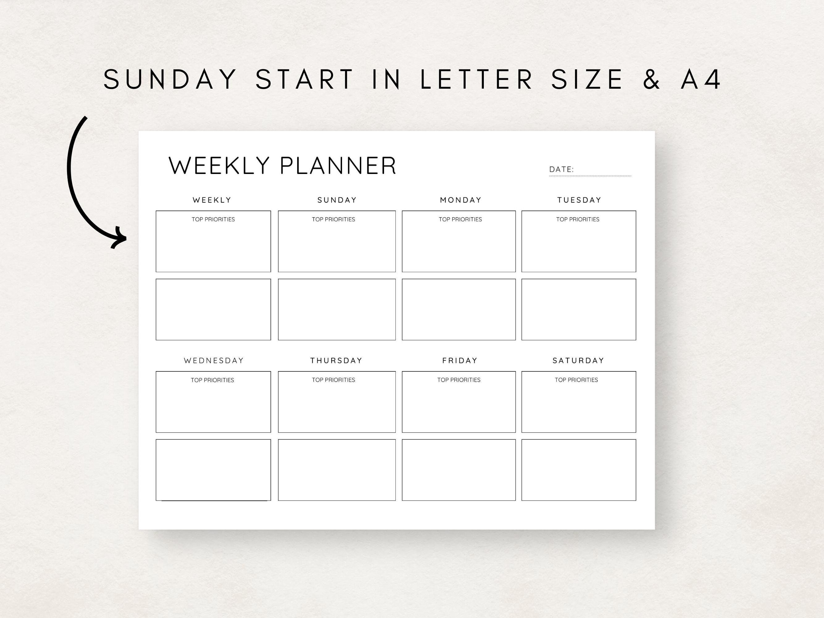 Weekly Planner Printable, Weekly Schedule, Weekly Agenda, Week at a ...
