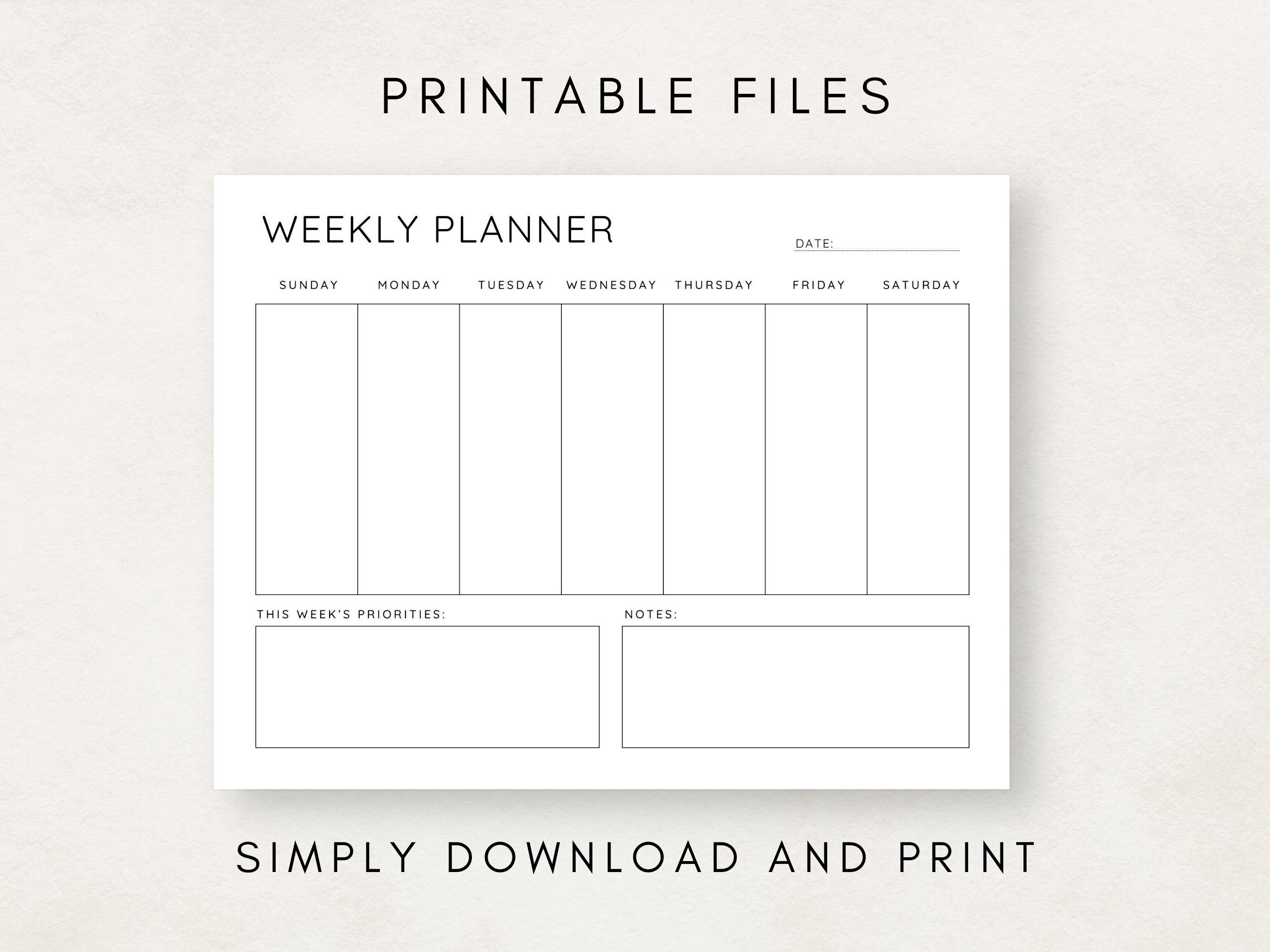 Weekly Planner Printable, Weekly Schedule, Week at a Glance, Weekly ...