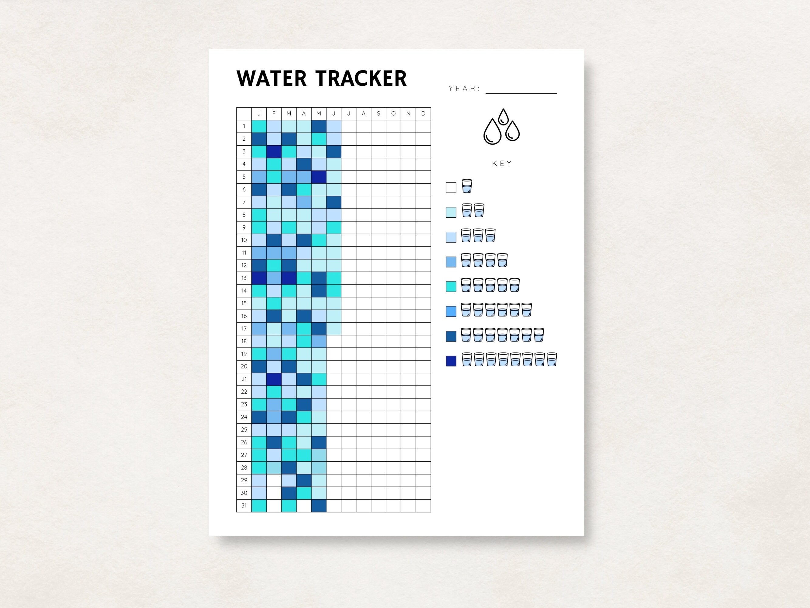 Water Tracker Printable, Water Intake, Water Tracker, Hydration Tracker ...