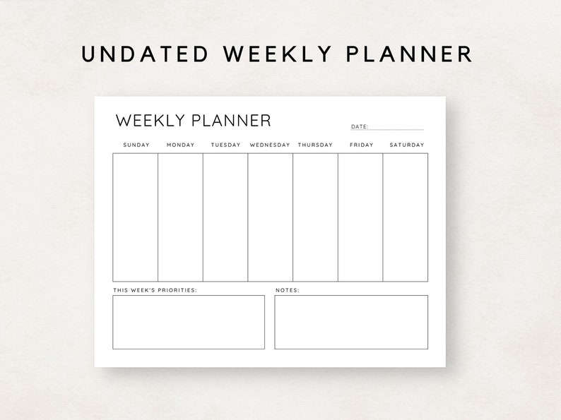 Weekly Planner Printable, Weekly Schedule, Week at a Glance, Weekly ...
