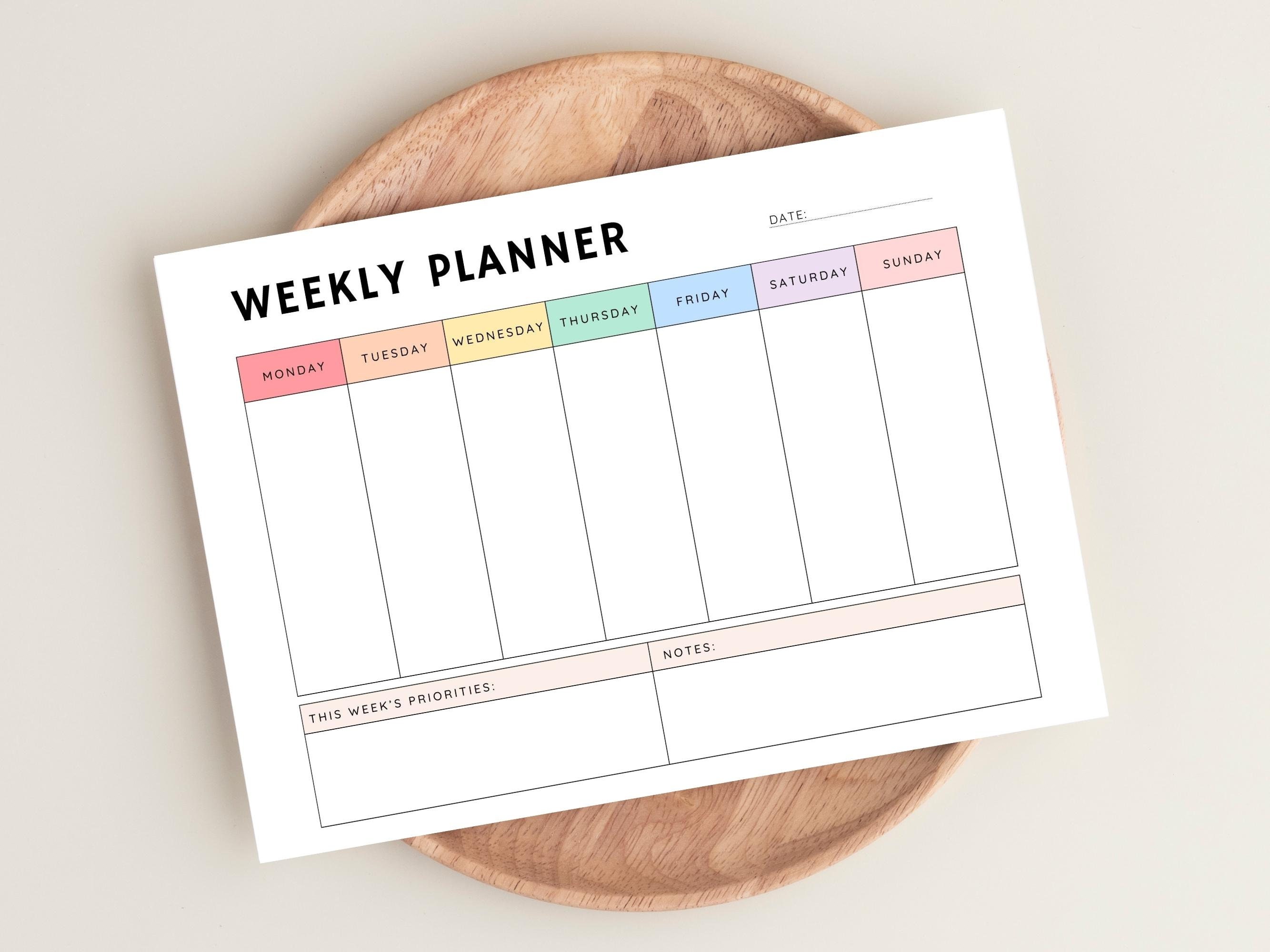 Week at a Glance, Weekly Planner Printable, Weekly Schedule, Weekly ...