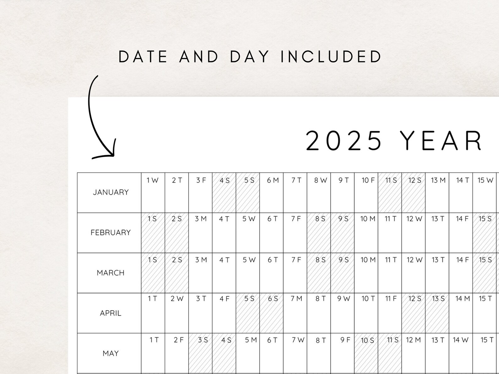 2025 Year Planner Printable, Yearly Planning Calendar, Calendar Poster ...