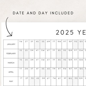 2025 Year Planner Printable, Yearly Planning Calendar, Calendar Poster ...