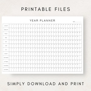 Yearly Wall Planner, Yearly Planner on 1 Page, Year at a Glance, Yearly ...