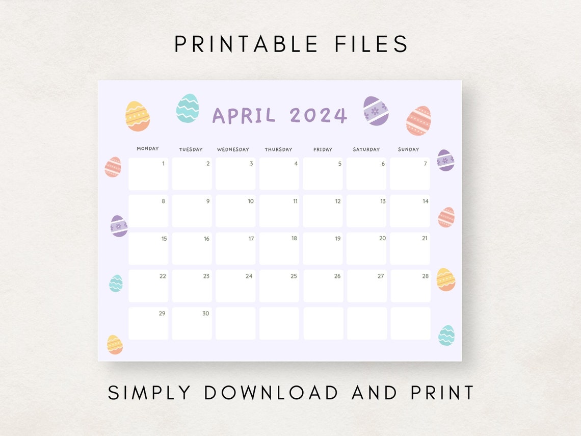 Cute 2024 Calendar Printable, Monthly Calendar 2024, 2024 Planner ...