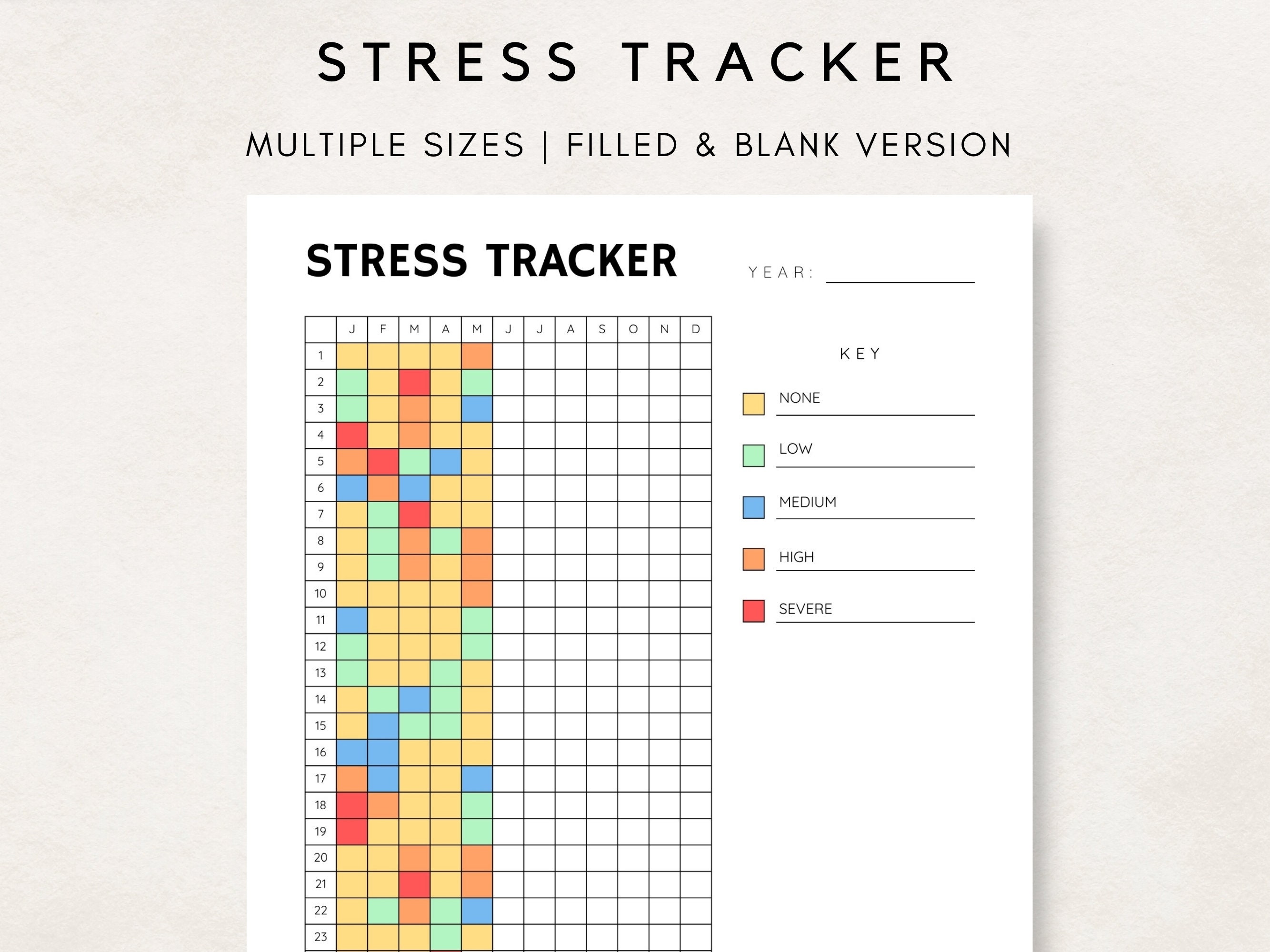 Stress Tracker Printable, Anxiety Tracker, Anxiety Journal, Mental ...