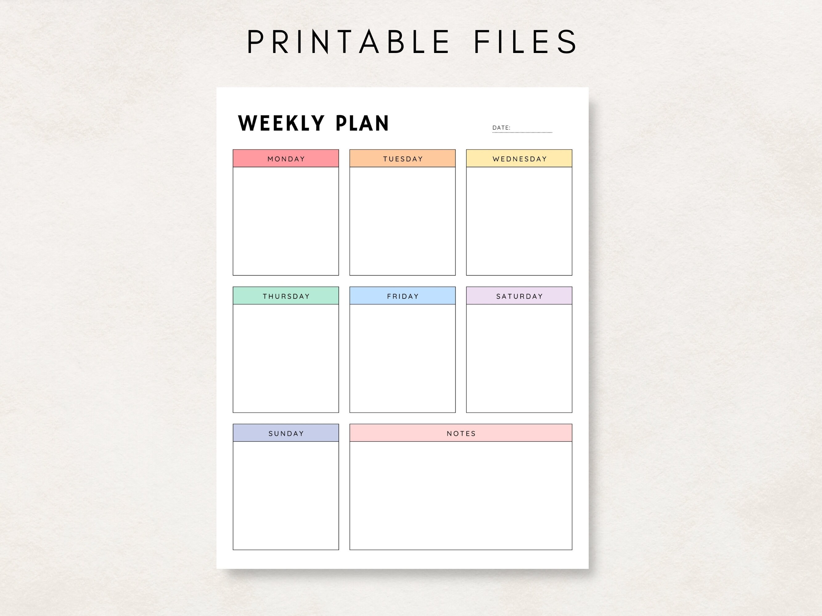 Weekly Schedule Printable, Weekly Overview, Week at a Glance, Weekly ...