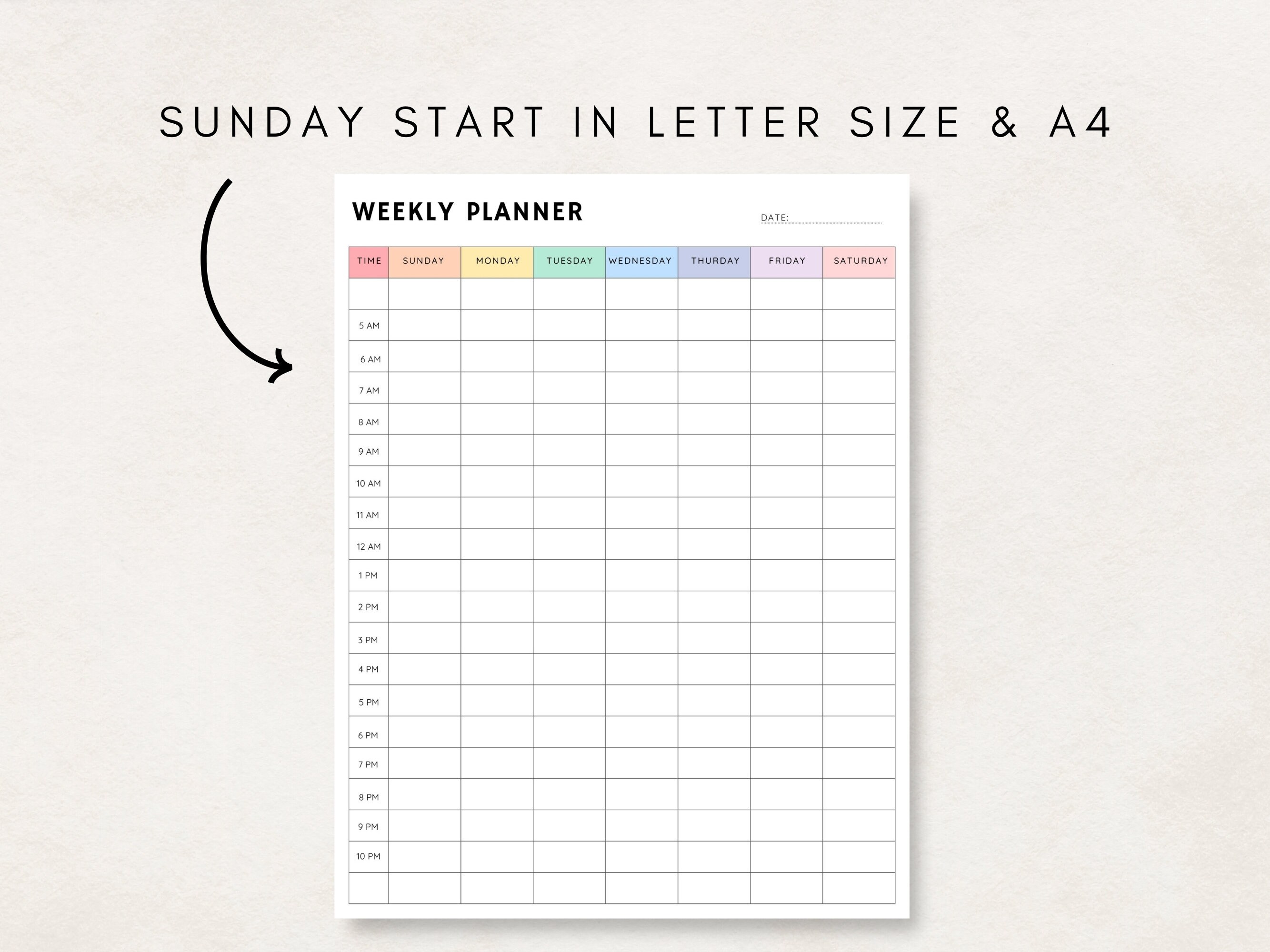 Weekly Hourly Planner, Hourly Weekly Schedule, Hourly Planner, Undated ...