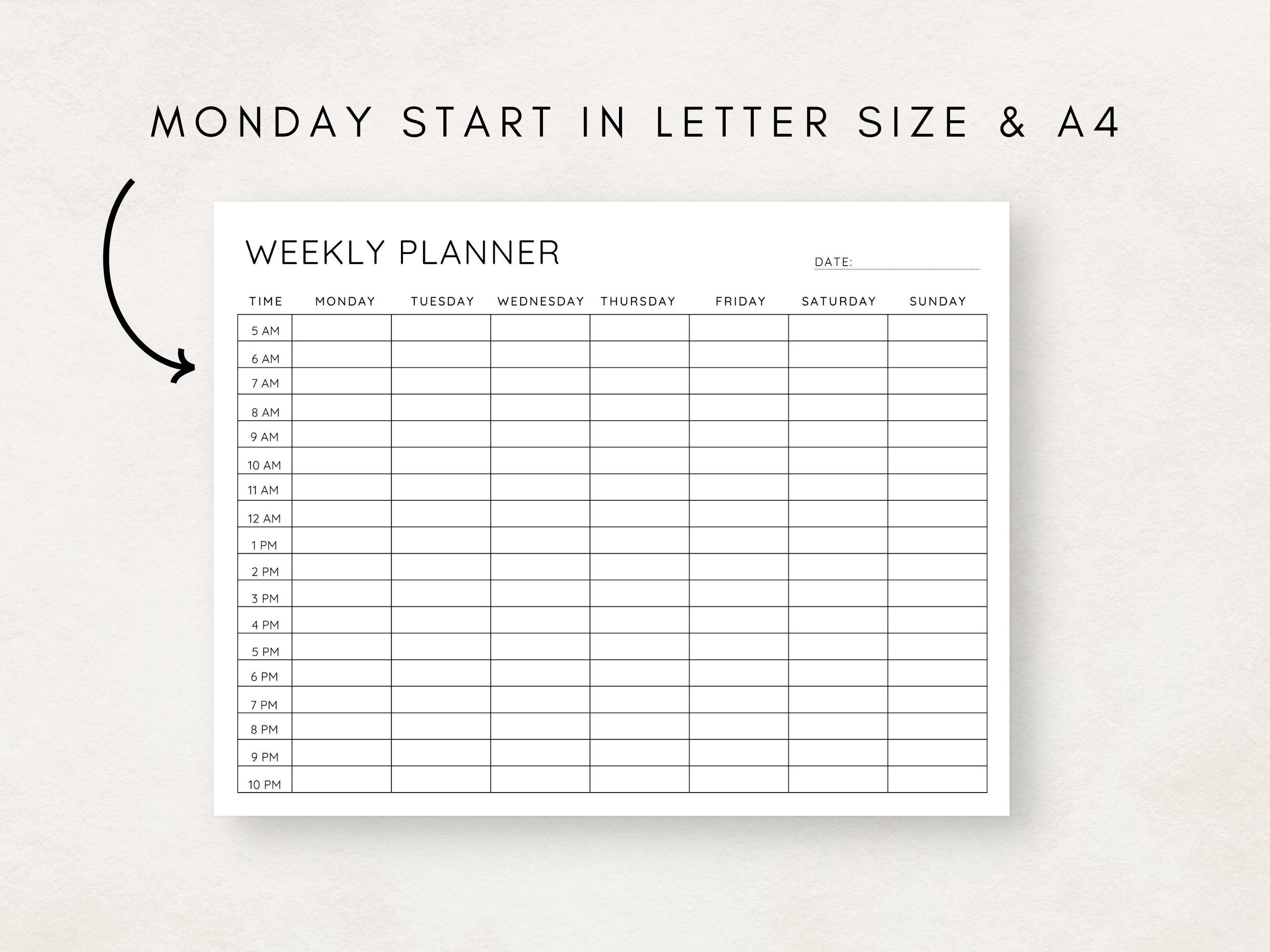 Weekly Hourly Schedule, Hourly Weekly Planner Printable, Hourly Planner ...