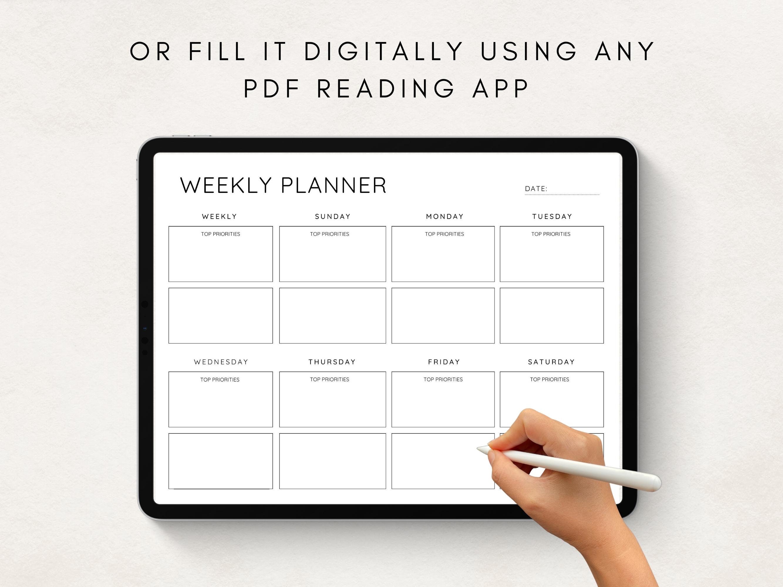 Weekly Planner Printable, Weekly Schedule, Weekly Agenda, Week at a ...