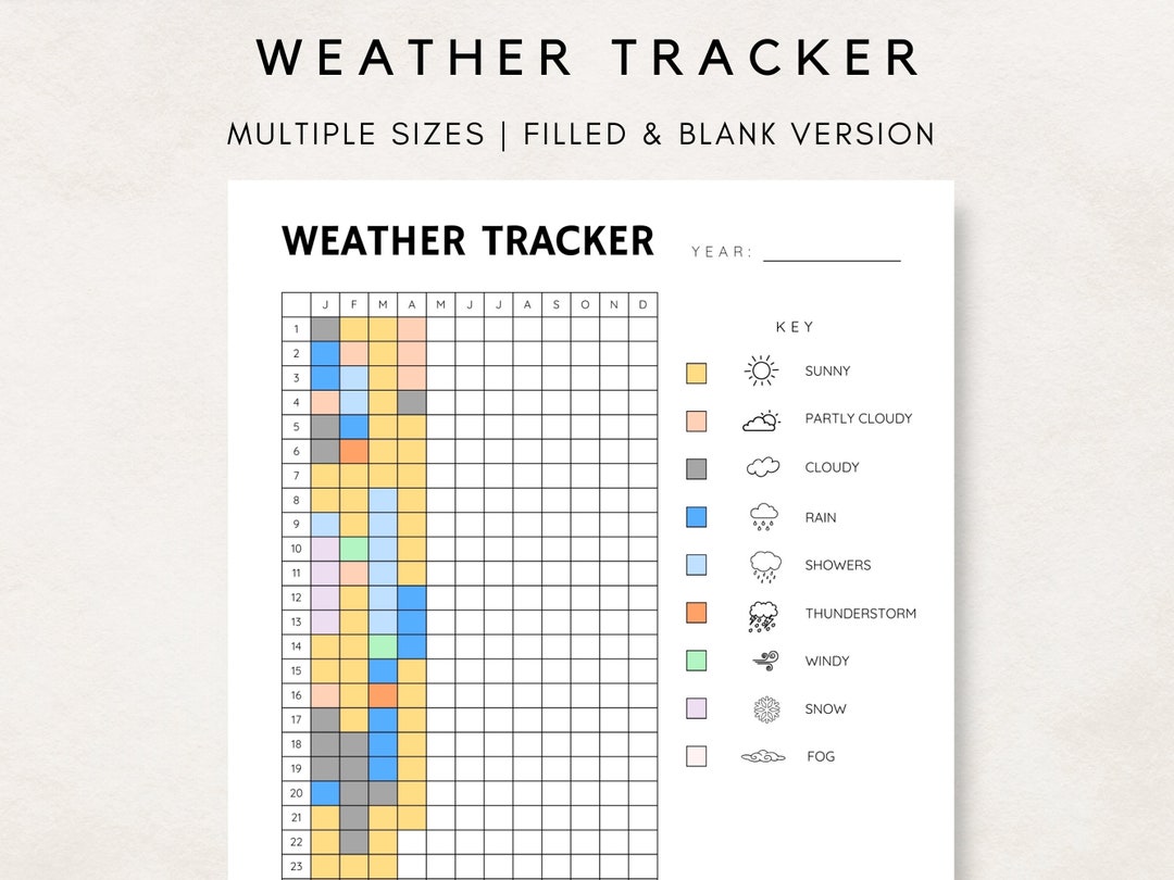 Weather Tracker, Weather Log, Weather Planner, Weather Printable ...