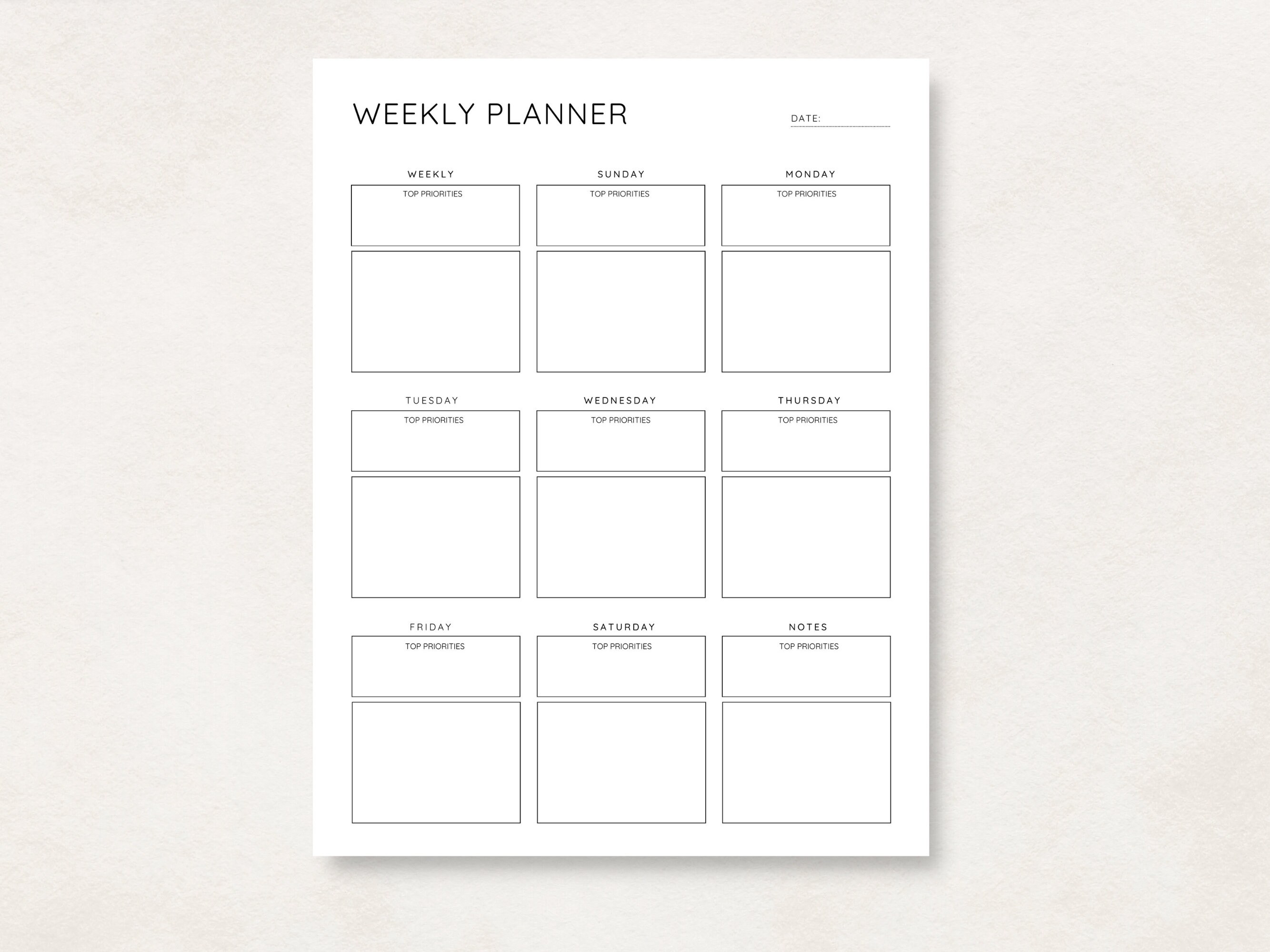 Weekly Schedule Printable, Weekly Planner, Weekly Agenda, Week at a Glance, Undated Weekly ...