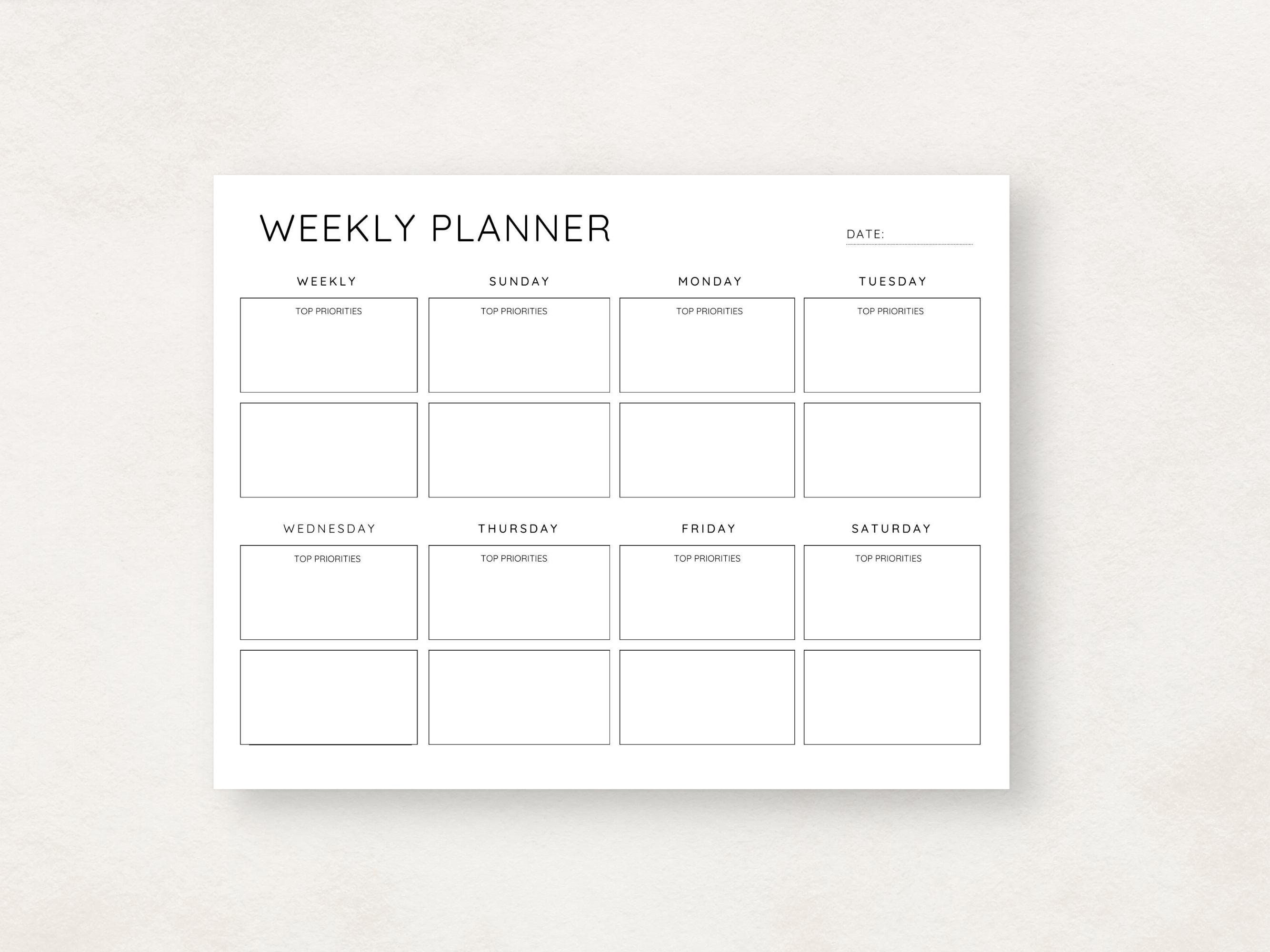 Weekly Planner Printable, Weekly Schedule, Weekly Agenda, Week at a ...