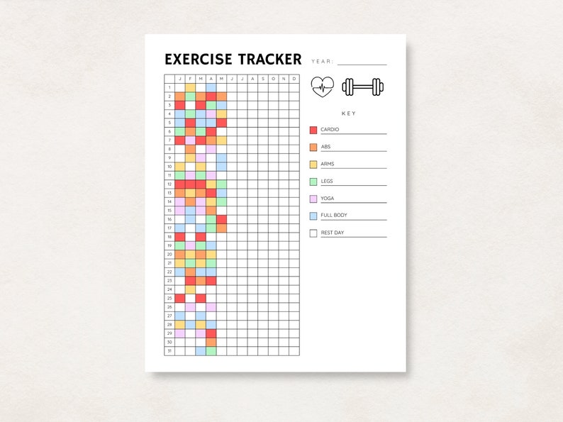 Exercise Tracker Printable, Fitness Tracker, Workout Tracker, Exercise ...