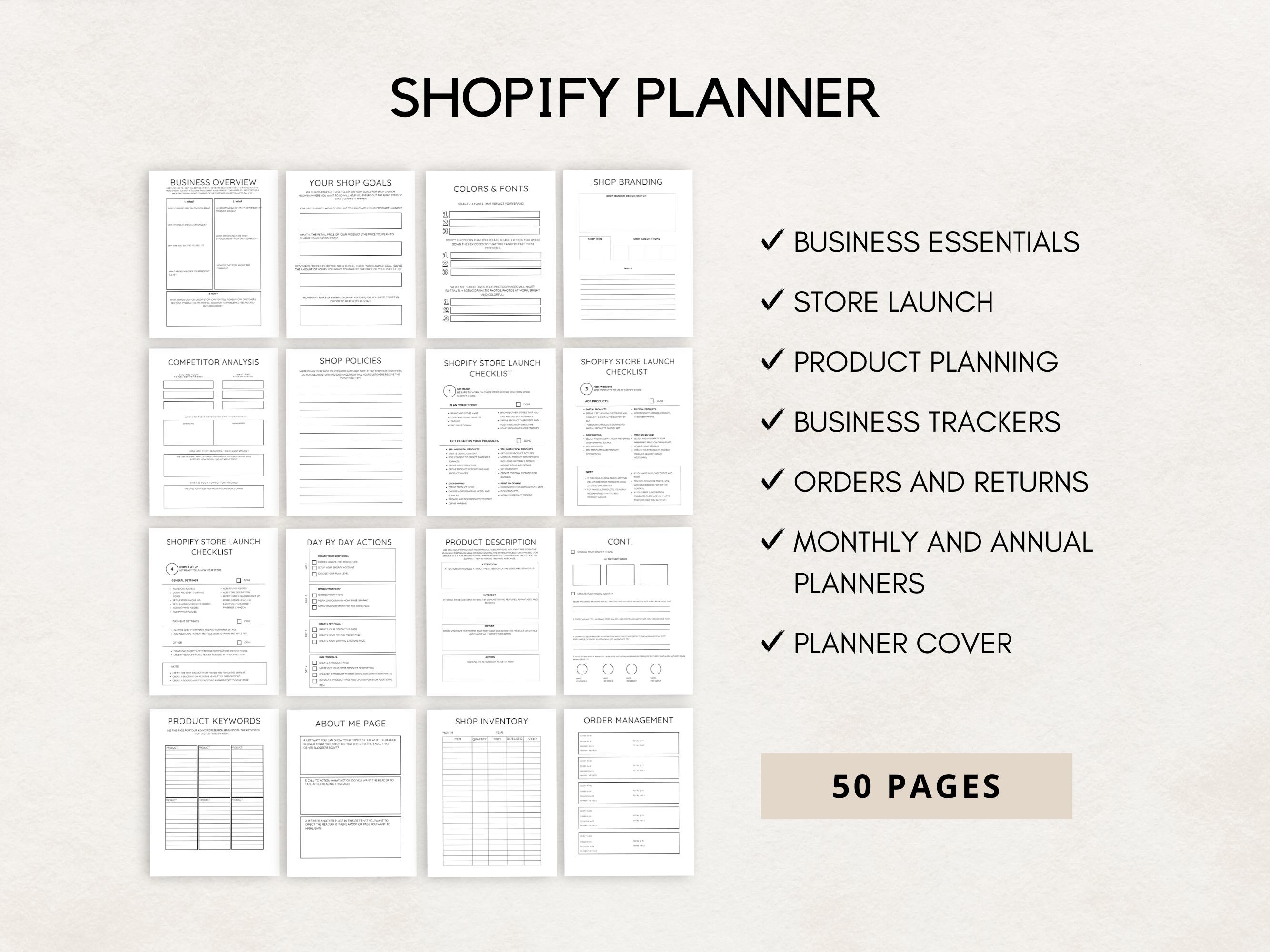 Shopify Planner, Shopify Store Planner Printable, Shopify Business ...