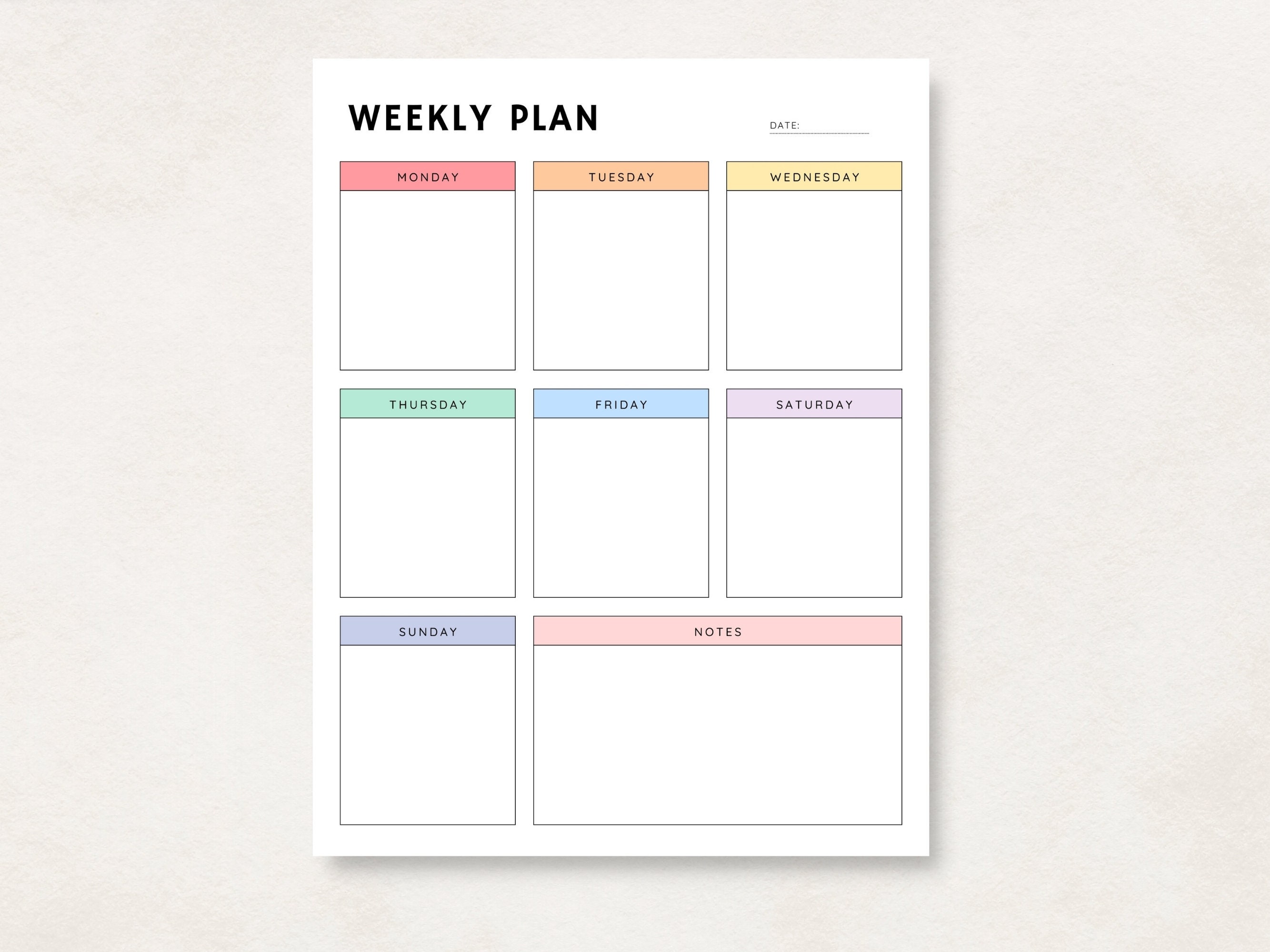 Weekly Schedule Printable, Weekly Overview, Week at a Glance, Weekly ...