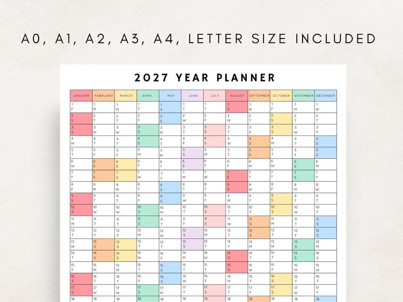 2026-2027 Yearly Planner, Year Planning Calendar, Calendar Poster, 2026 ...