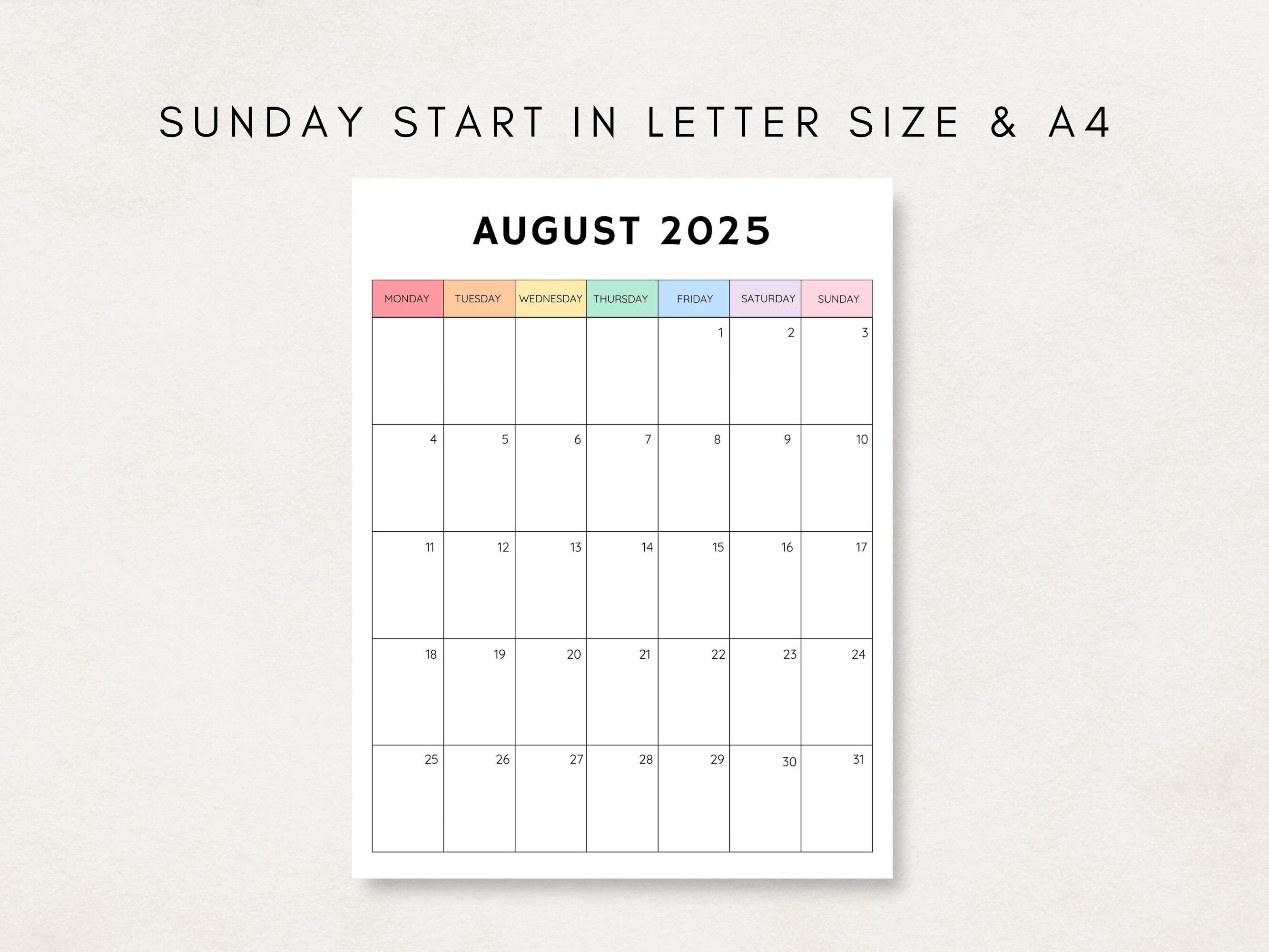 2024- 2025 Calendar Printable, Monthly Calendar 2024- 2025, Calendar ...