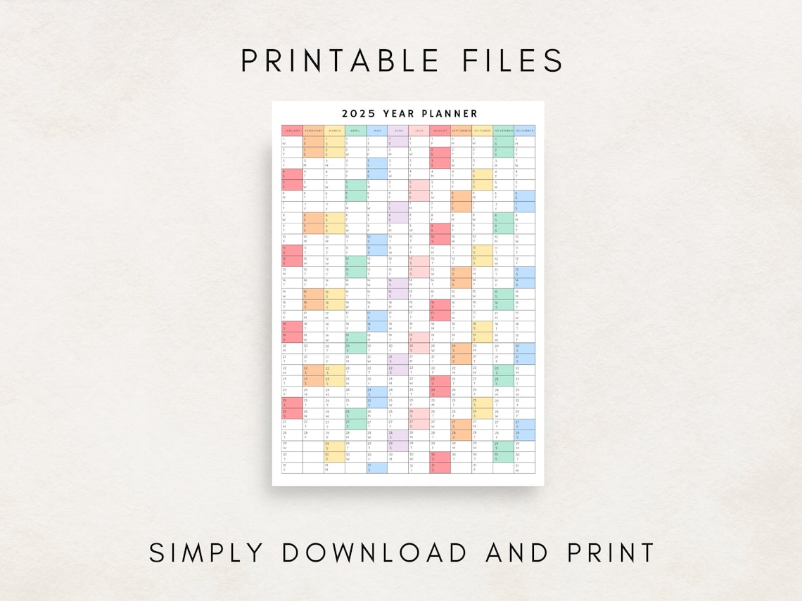 2024-2025 Yearly Planner Printable, Year Planning Calendar, Calendar ...