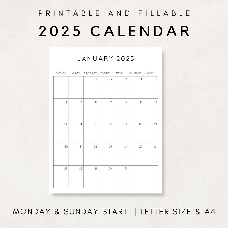 2025 Monthly Calendar - Etsy